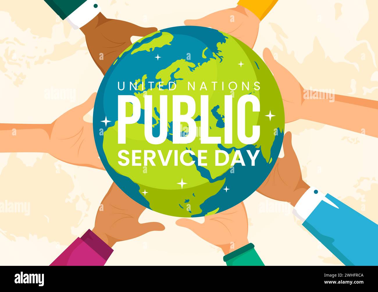 United Nations Public Service Day Vector Illustration with Publics ...
