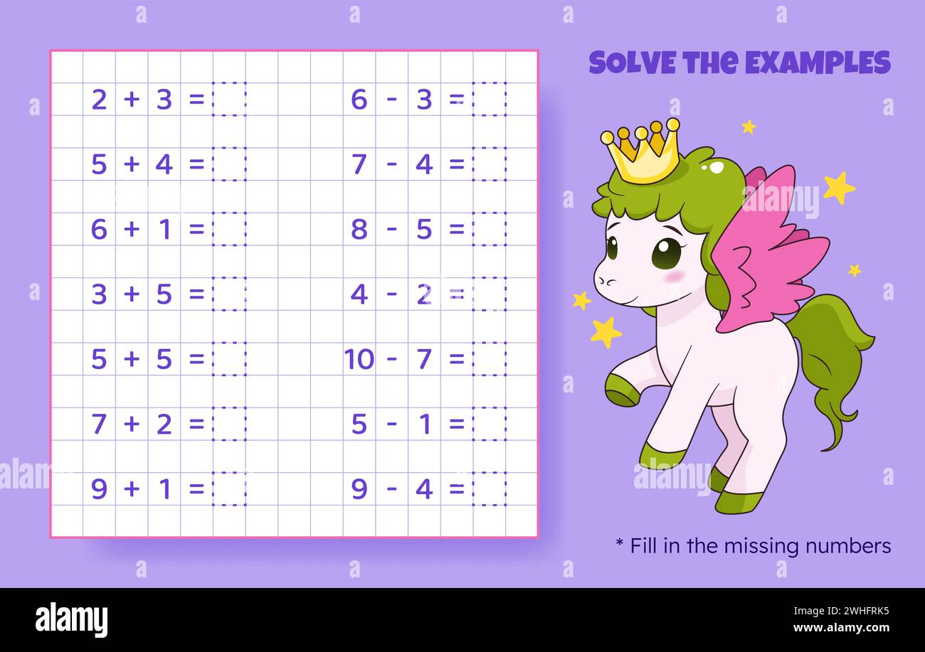 Math game for kids. Addition and subtraction Stock Vector Image & Art ...