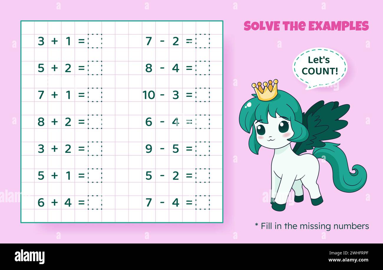 Math game for kids. Addition and subtraction Stock Vector Image & Art ...