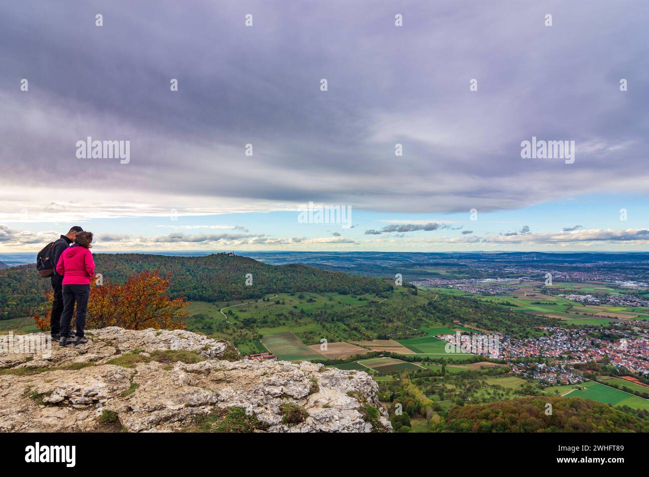 Burg Teck Castle, view from hill Breitenstein Owen Schwäbische Alb ...