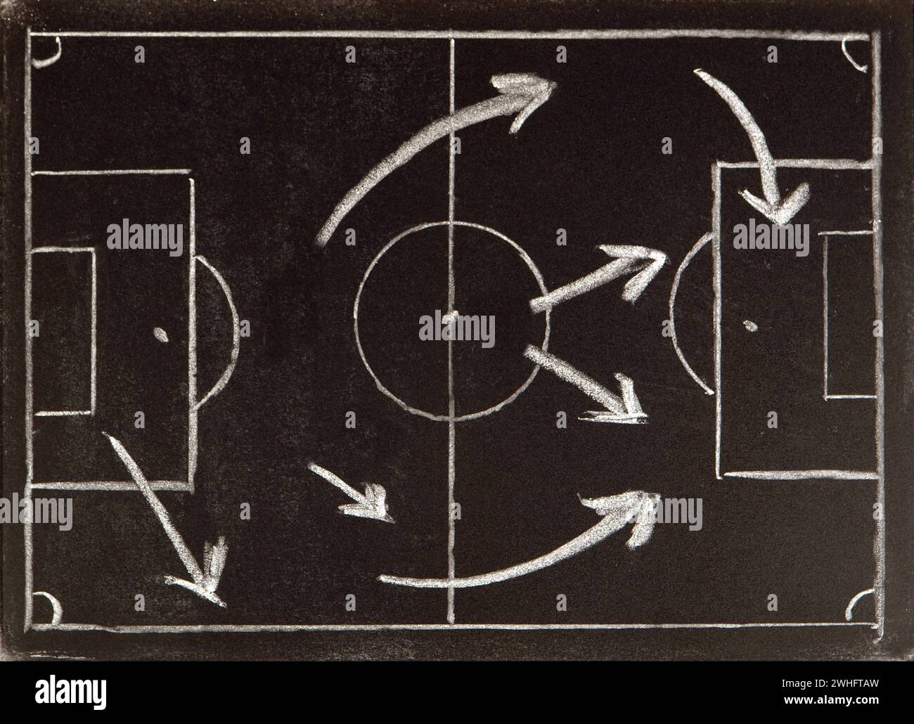 Chalk board with football tactics Stock Photo - Alamy