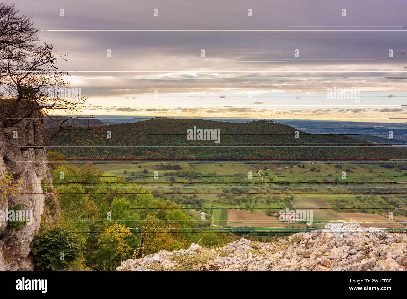 Burg Teck Castle, view from hill Breitenstein Owen Schwäbische Alb ...