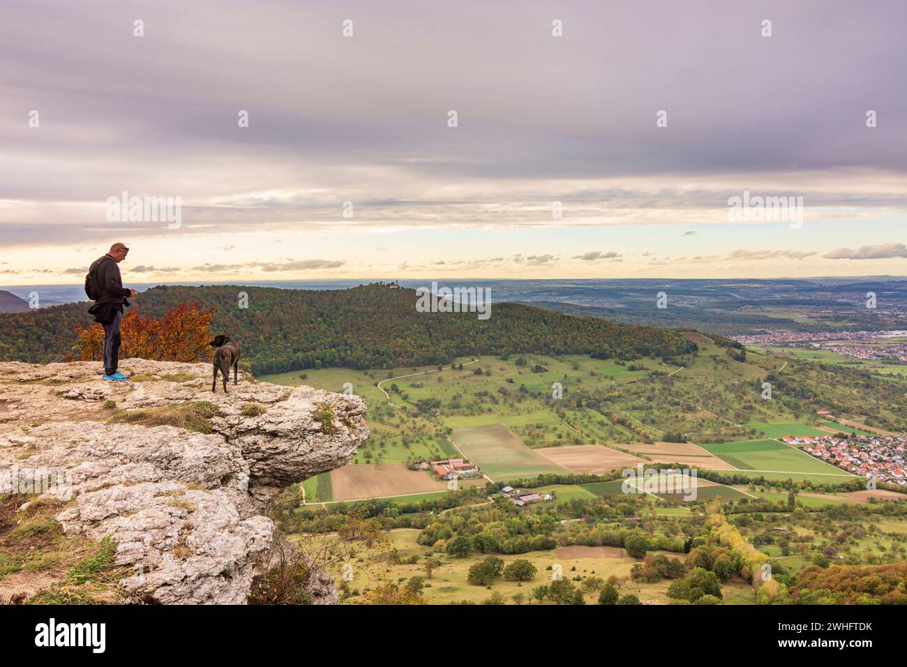Burg Teck Castle, view from hill Breitenstein Owen Schwäbische Alb ...