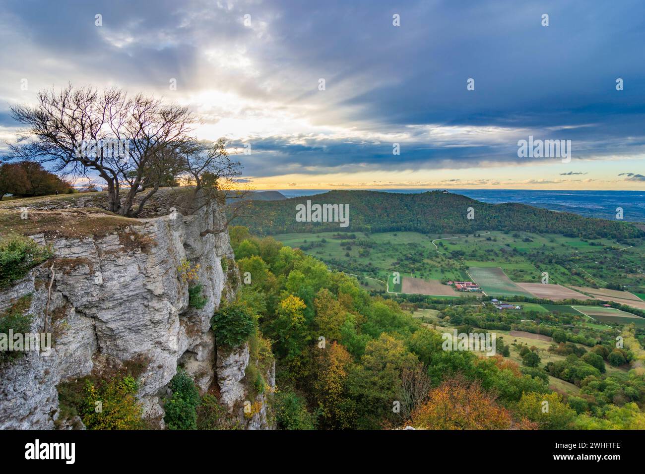 Burg Teck Castle, view from hill Breitenstein Owen Schwäbische Alb ...
