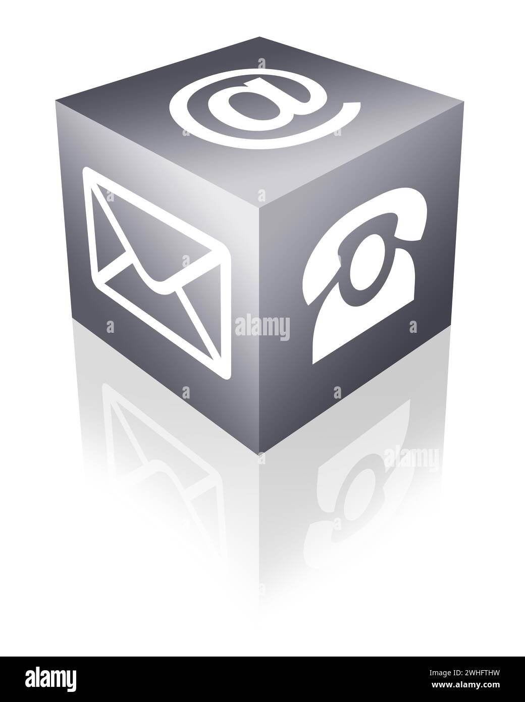 Cube with contact icons in gray Stock Photo - Alamy