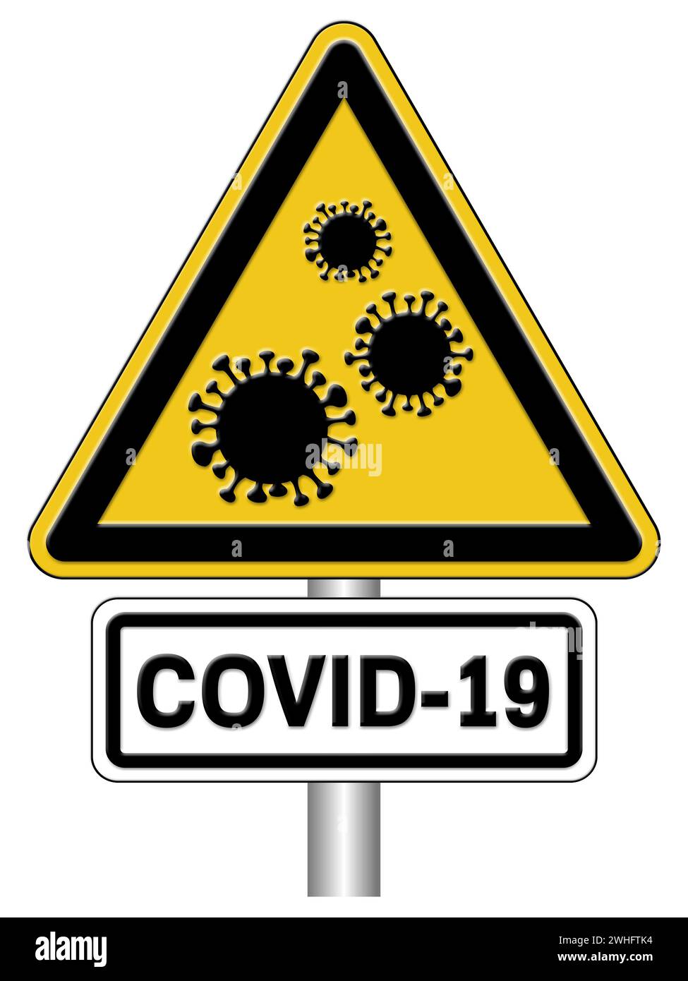 Warning sign Covid-19 Stock Photo - Alamy