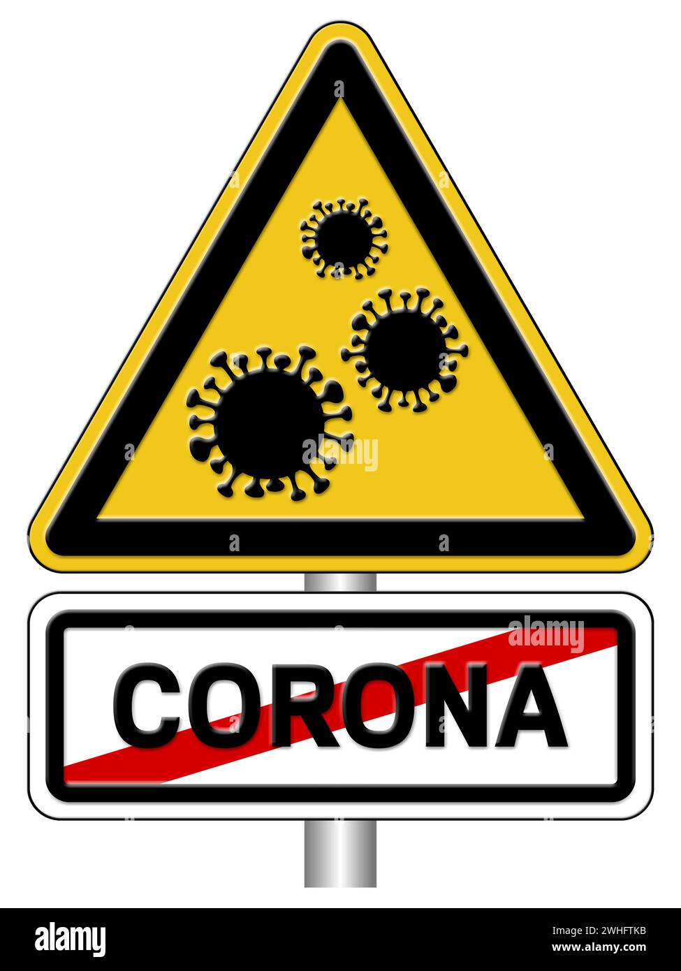 Warning sign of danger from viruses Stock Photo - Alamy