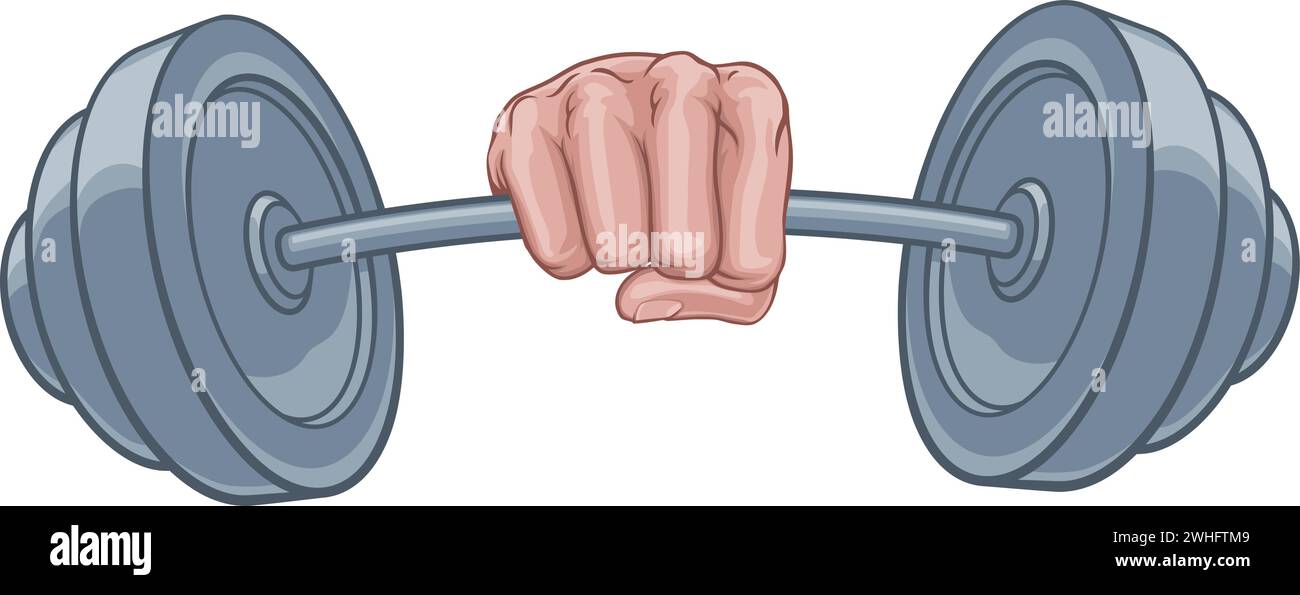 Weight Lifting Fist Hand Holding Barbell Concept Stock Vector Image ...