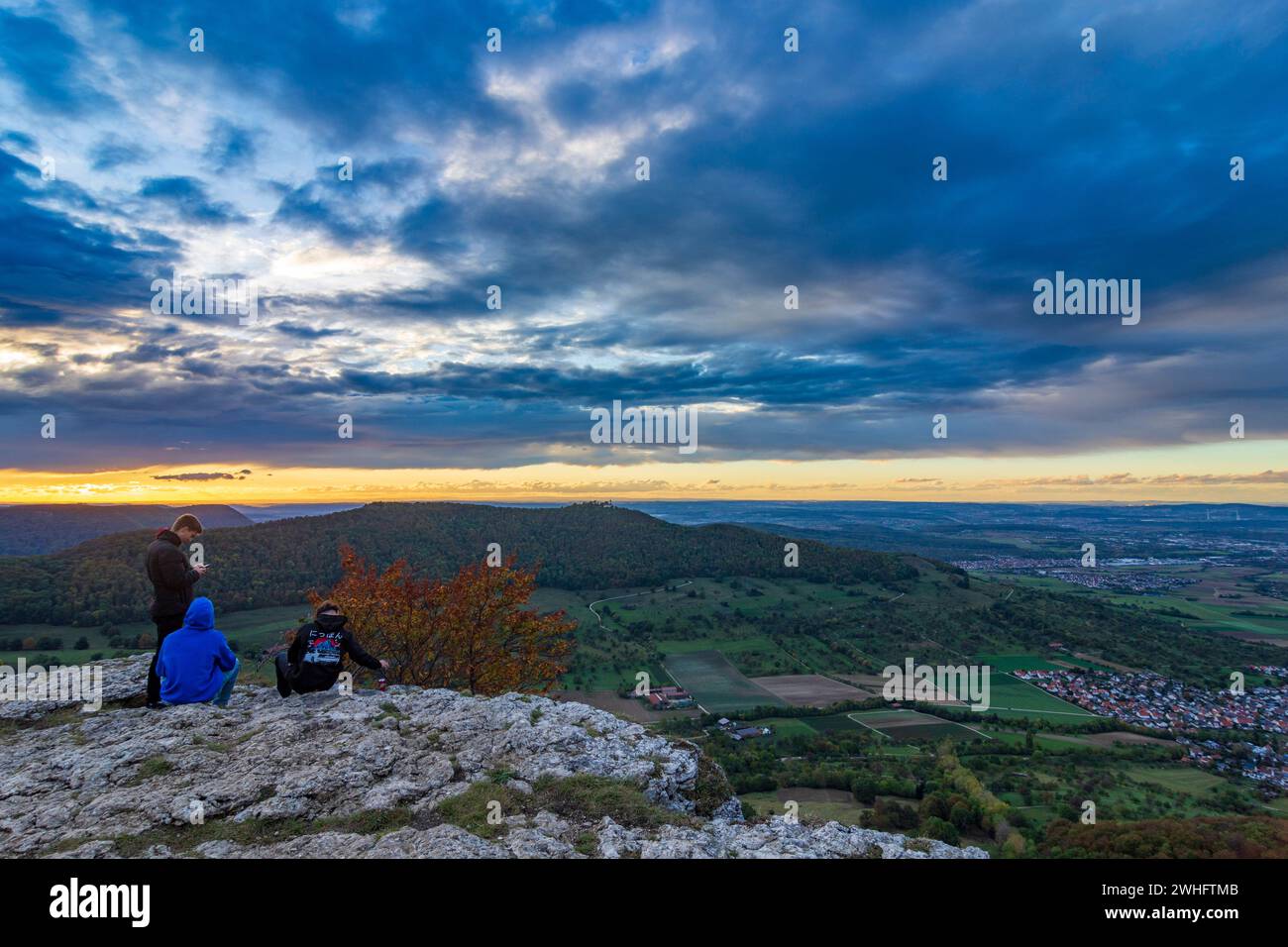 Burg Teck Castle, view from hill Breitenstein Owen Schwäbische Alb ...