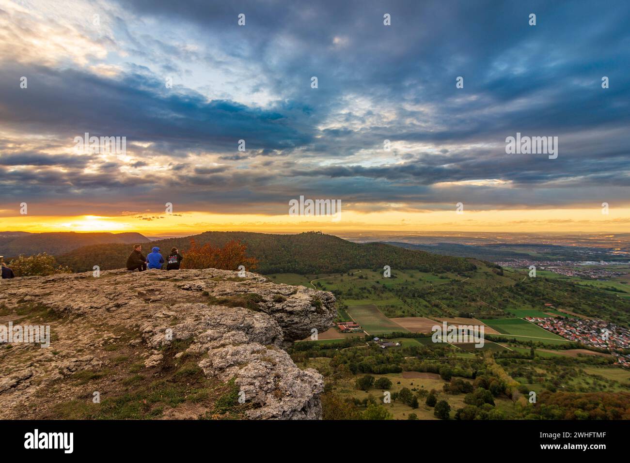 Burg Teck Castle, view from hill Breitenstein Owen Schwäbische Alb ...