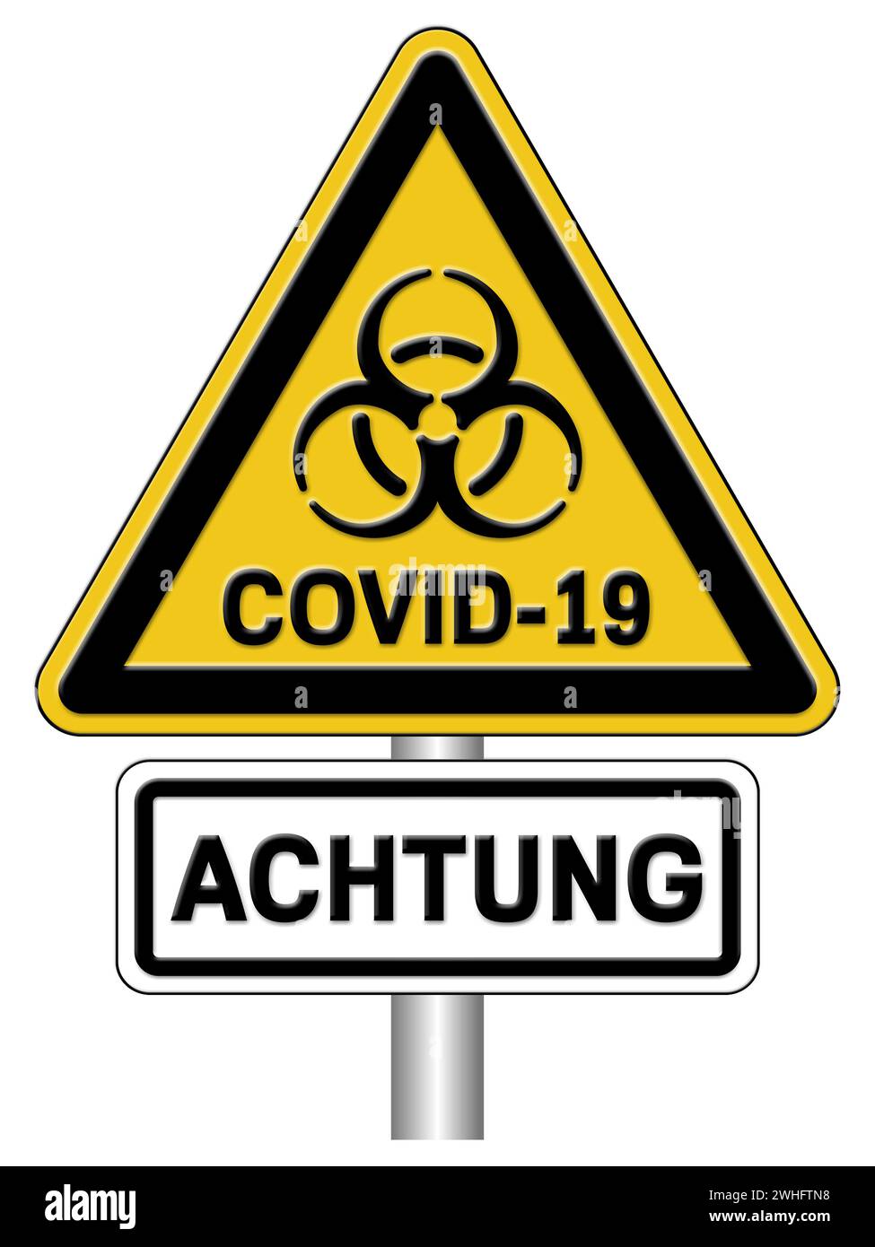 Warning sign Covid-19 Stock Photo - Alamy