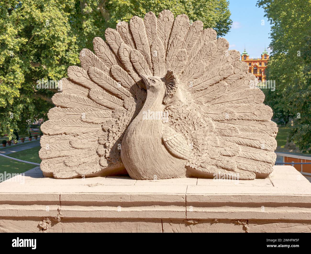 Figures made of sand, Sand Art, Theme Animals, Detail, Peacock Stock ...