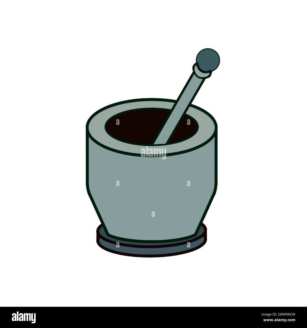 mortar and pestle of a chemist illustration on a white background hand ...