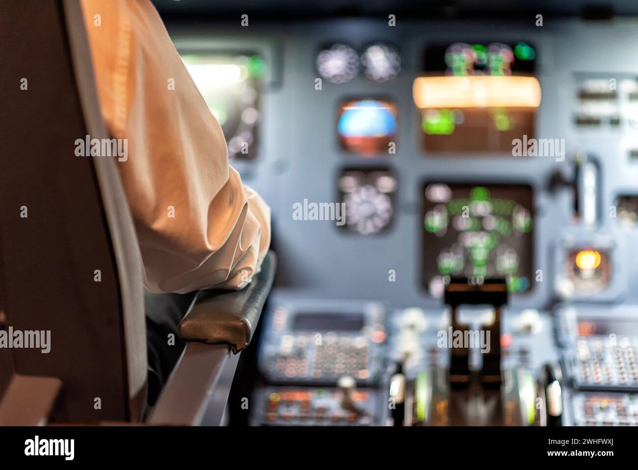 Pilots in a cockpit in an airplane Stock Photo - Alamy