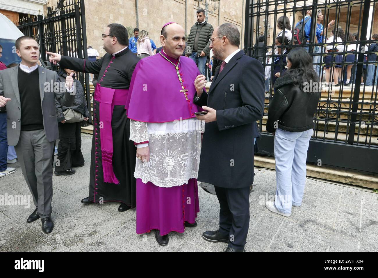 The Apostolic Nuncio to Lebanon, Archbishop Paolo Borgia, is seen ...