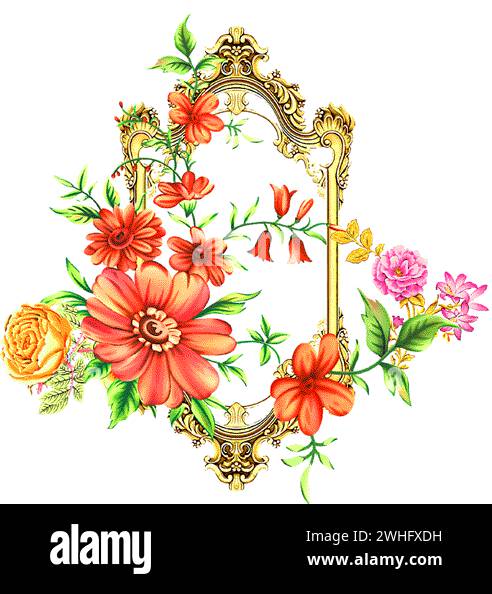 Digital Motif and flower Design Illustration Artwork for textile print ...