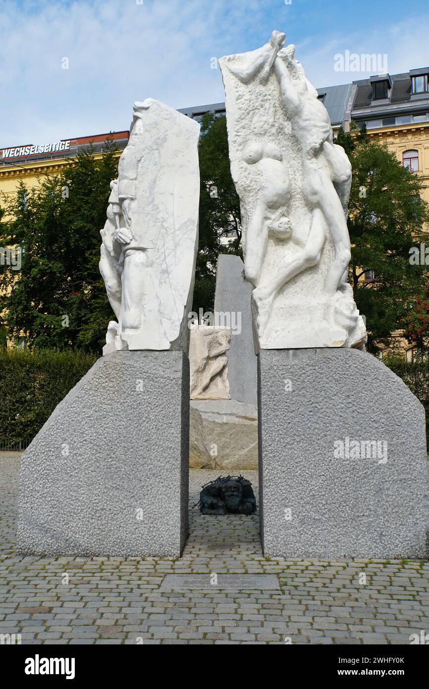 Memorial against war and fascism by Alfred Hrdlicka 1988 Stock Photo ...