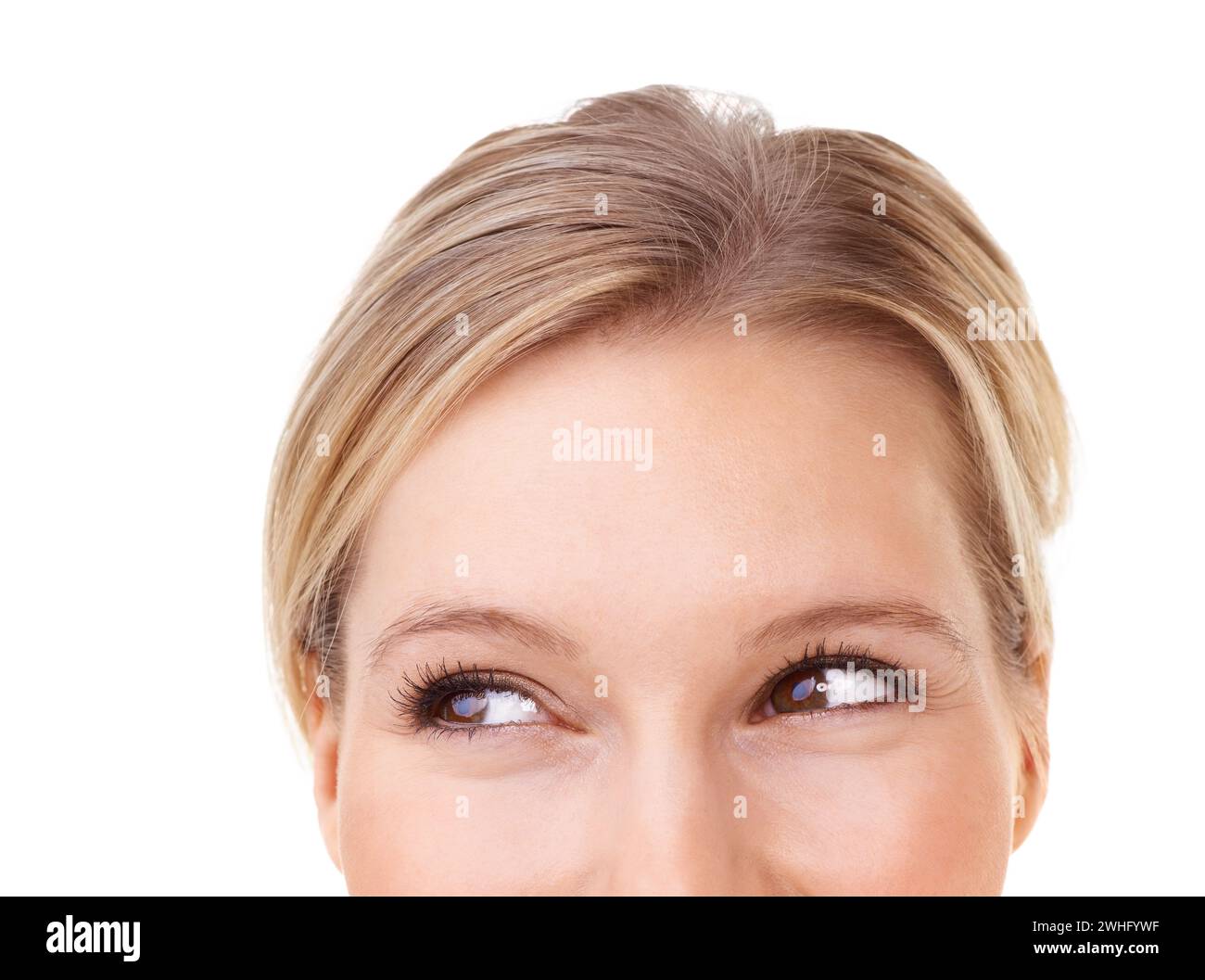 Closeup, eyes and woman with vision, questions and decisions while ...