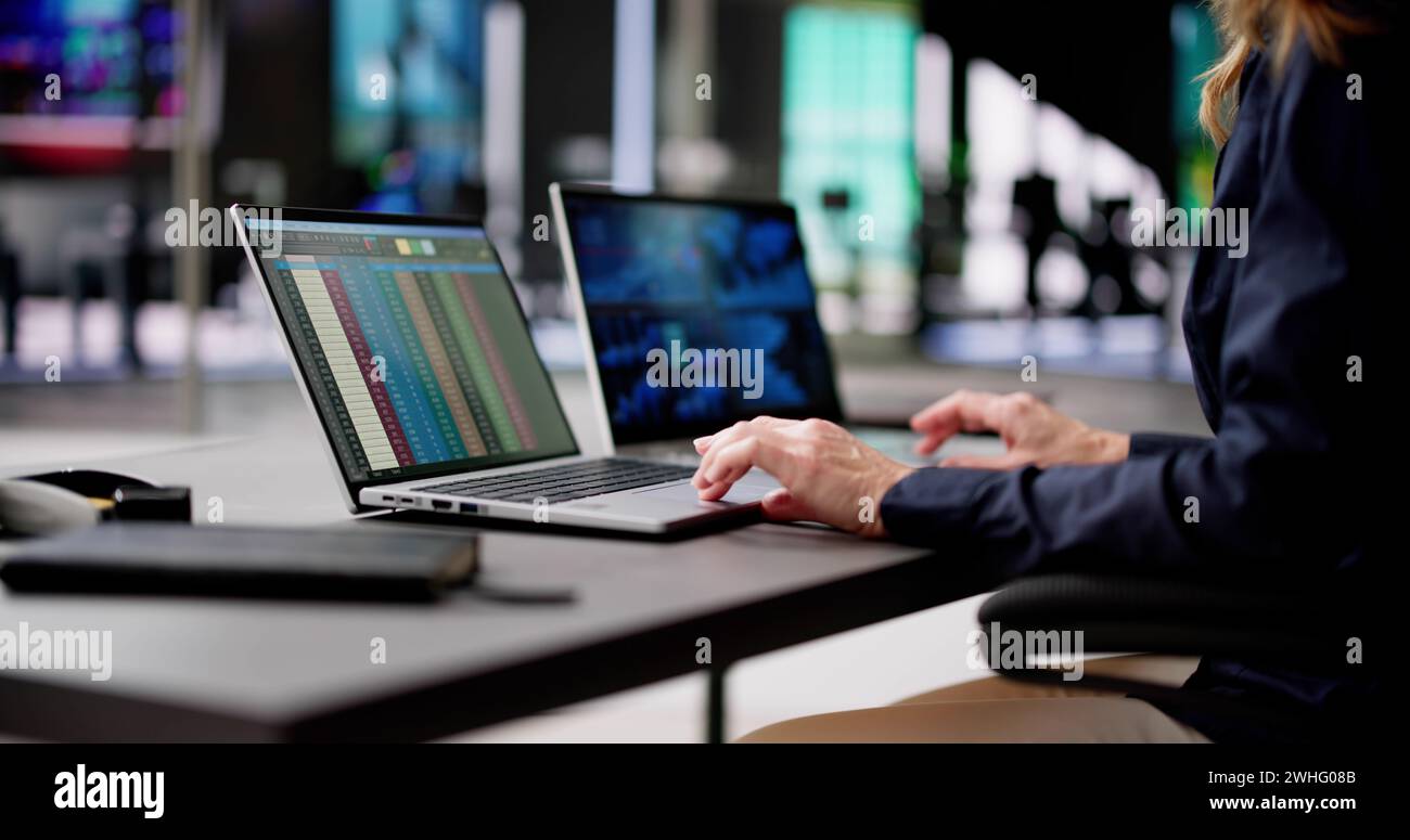 Financial KPI Dashboard Report And Spreadsheet Software In Office Stock ...