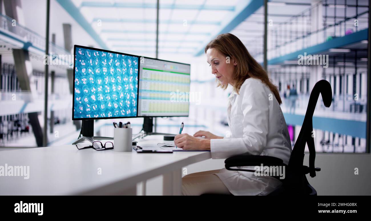 Research Lab Scientist Using Computer. Medical Science Stock Photo - Alamy