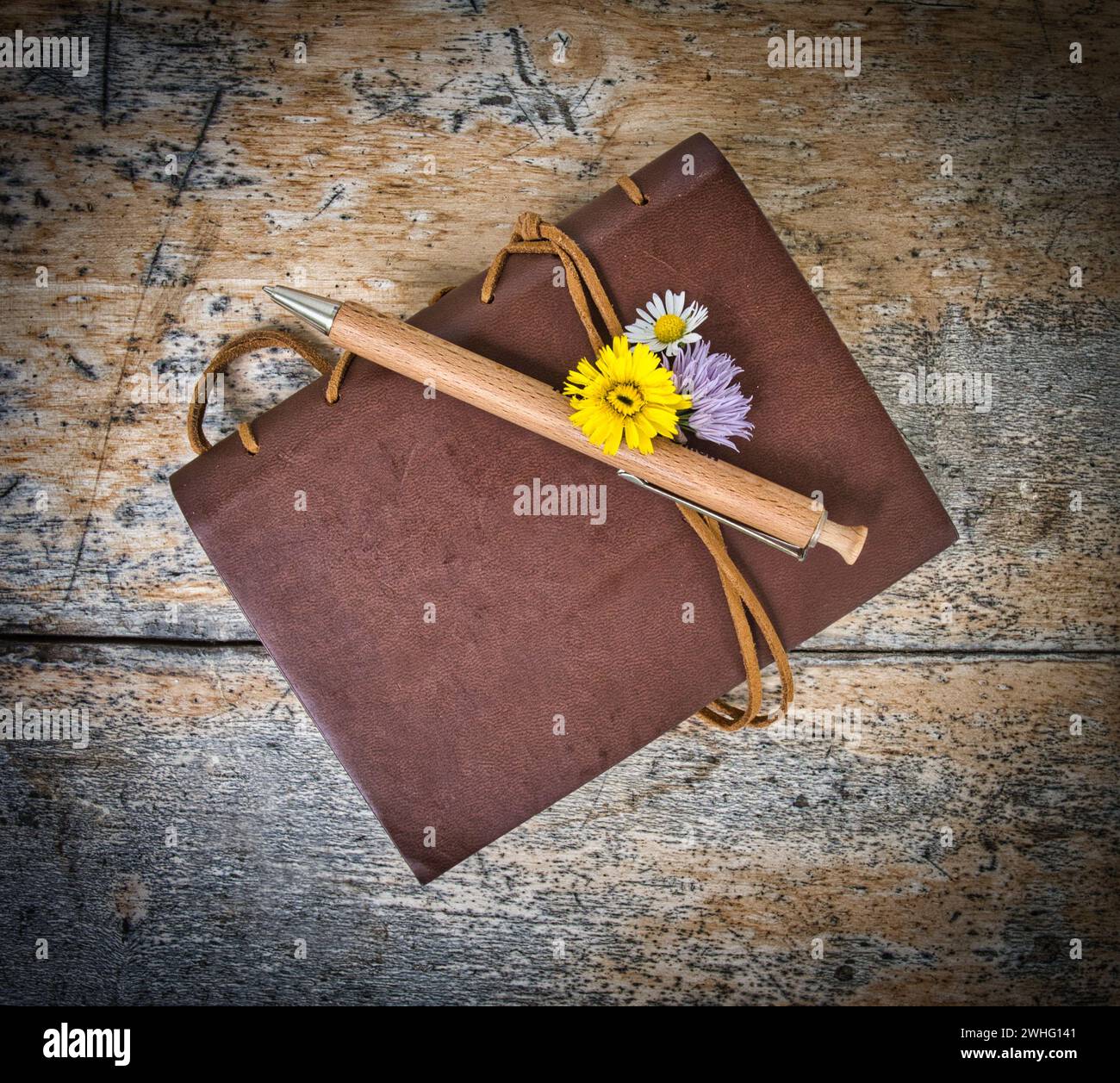 Old diary with flowers Stock Photo - Alamy