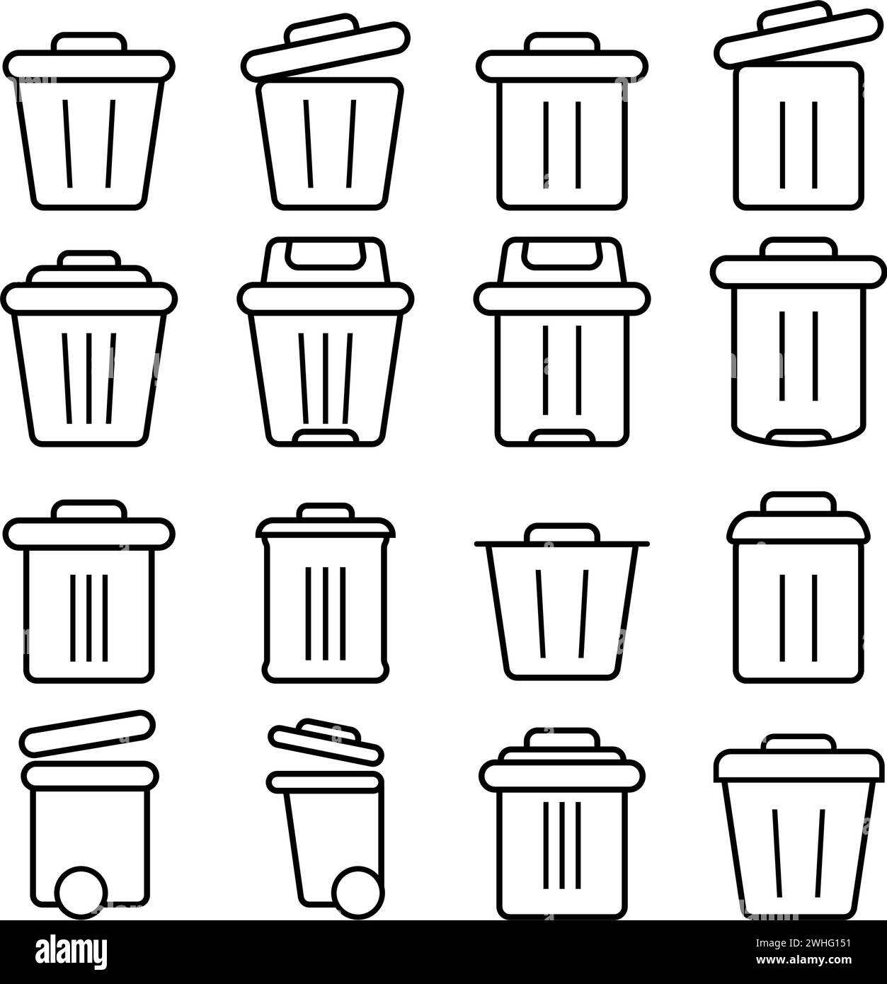 simple trash bin icon set Stock Vector Image & Art - Alamy