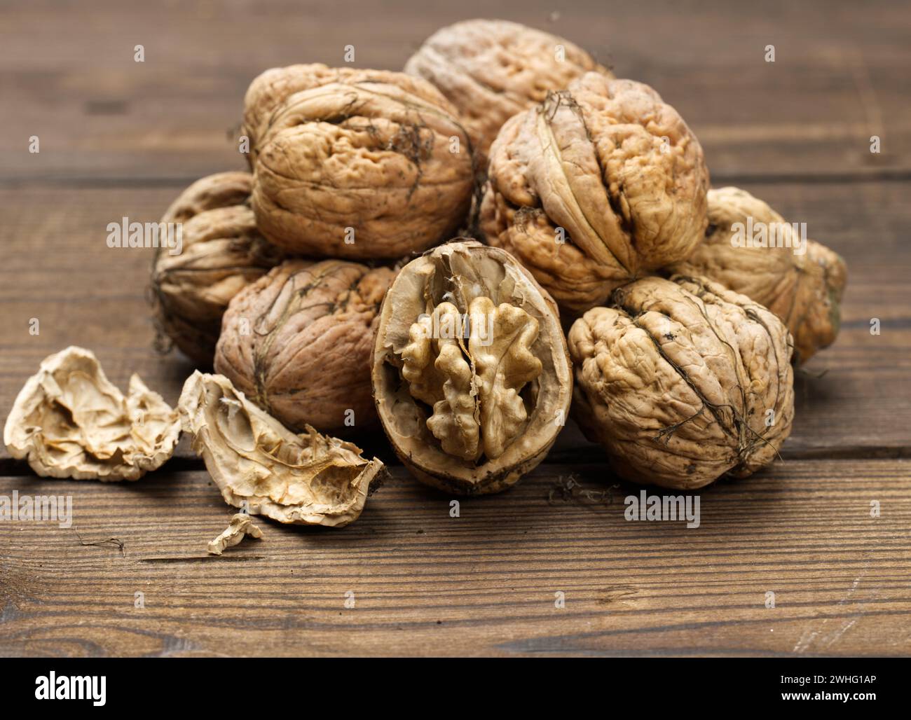 Half walnut kernel whole walnuts hi-res stock photography and images ...