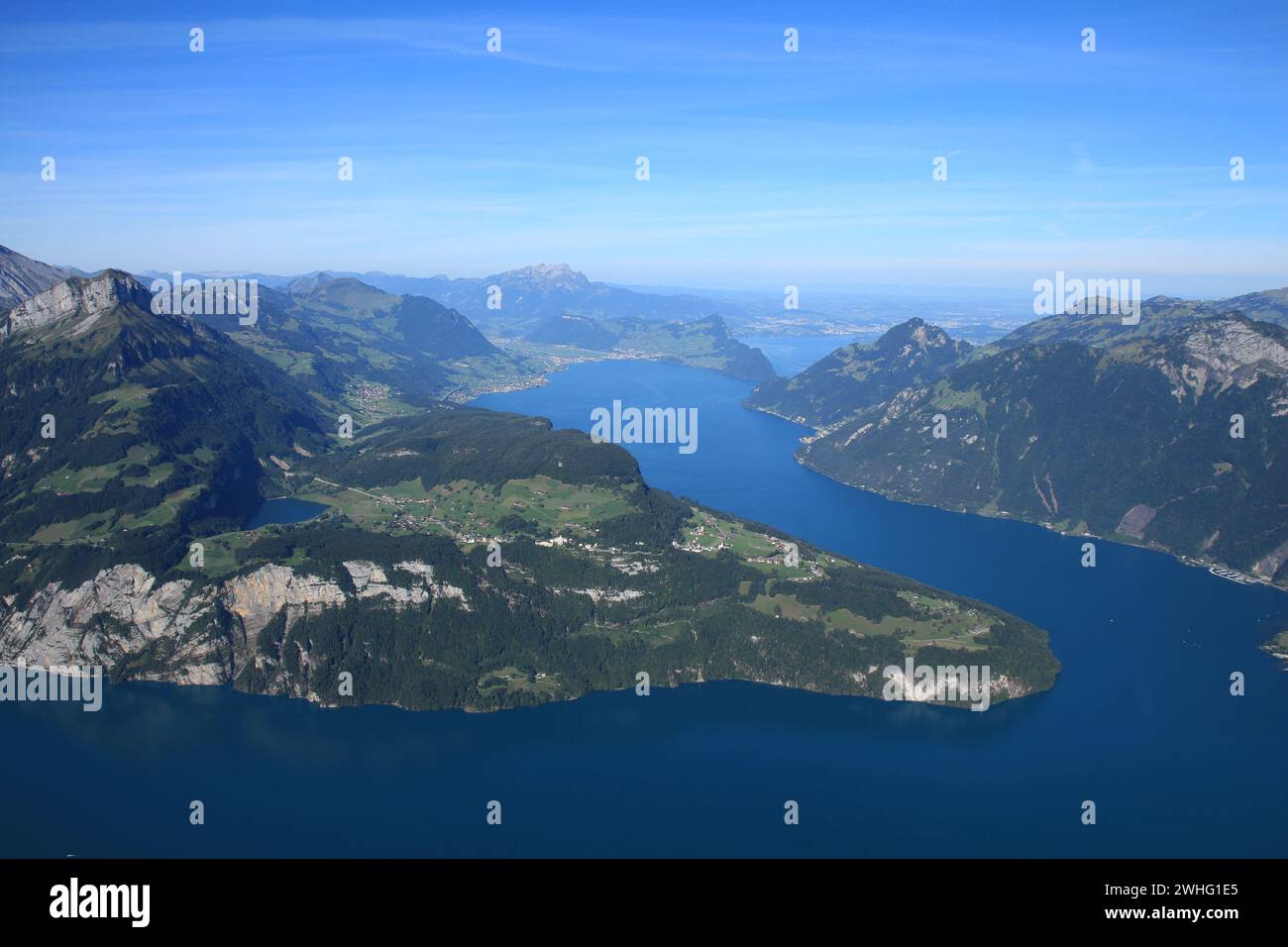 Lake Vierwaldstaettersee seen from Mount Fronalpstock, Stoos Stock ...