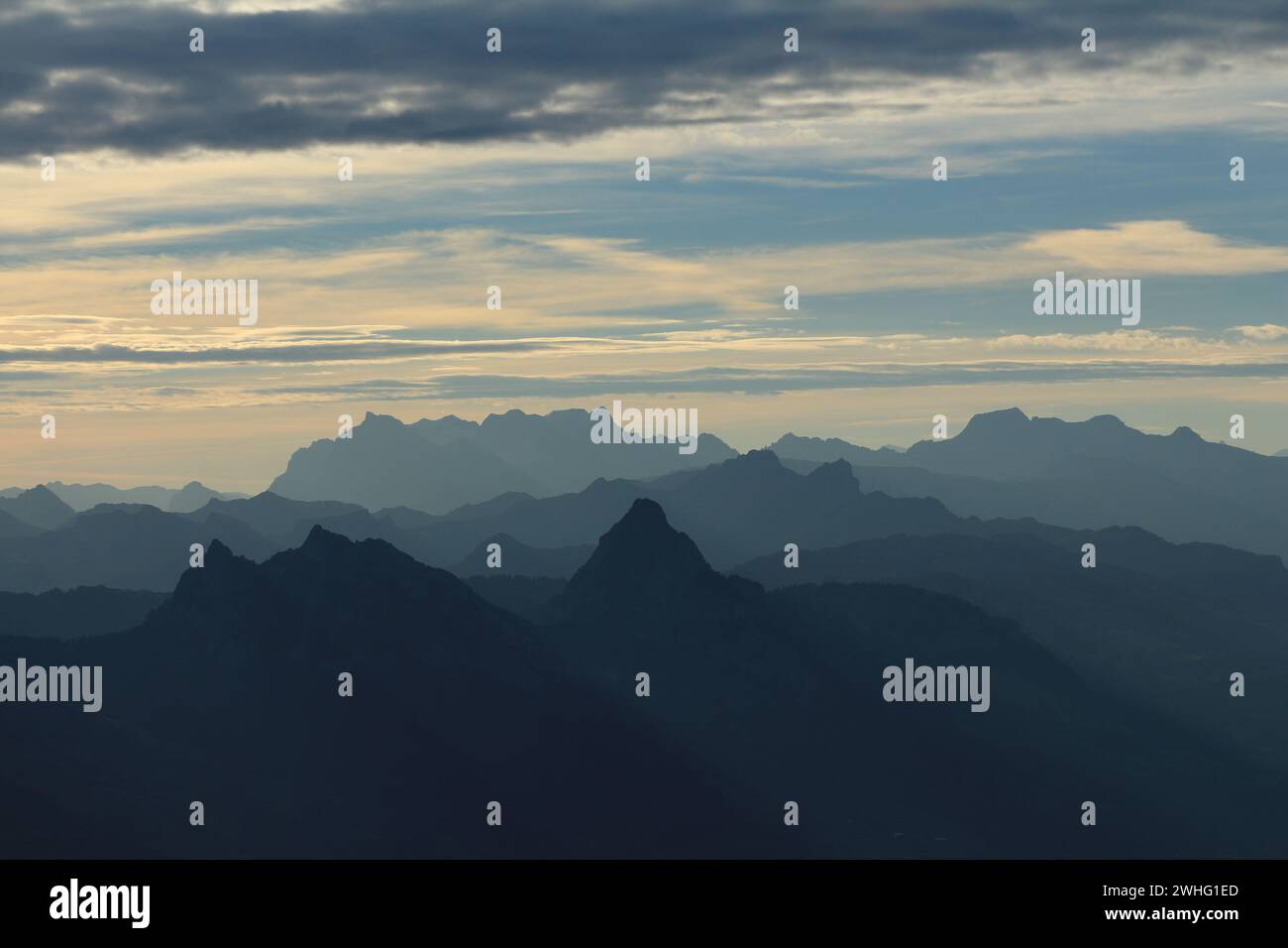 Mountains of the Swiss Alps at sunrise Stock Photo - Alamy
