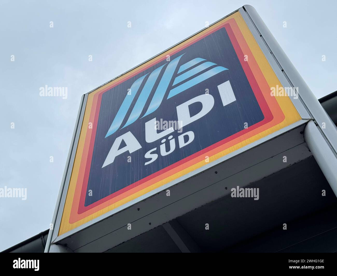 Eine Filiale von Aldi Sued Süd in Siegen, Logo Aldi Filiale am 09.02. ...
