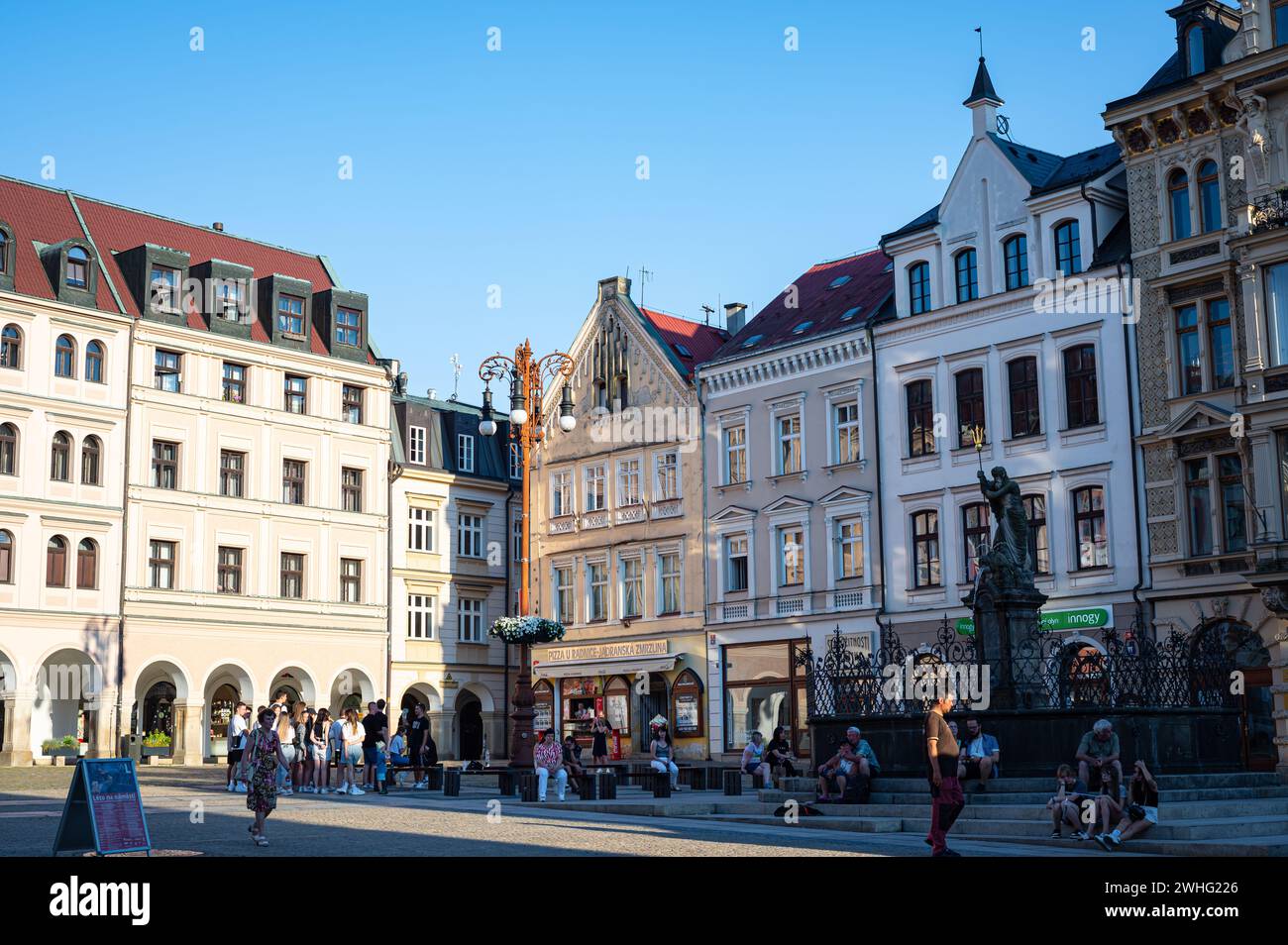 Market square with picturesque ancient houses in Liberec, Czechia Stock ...