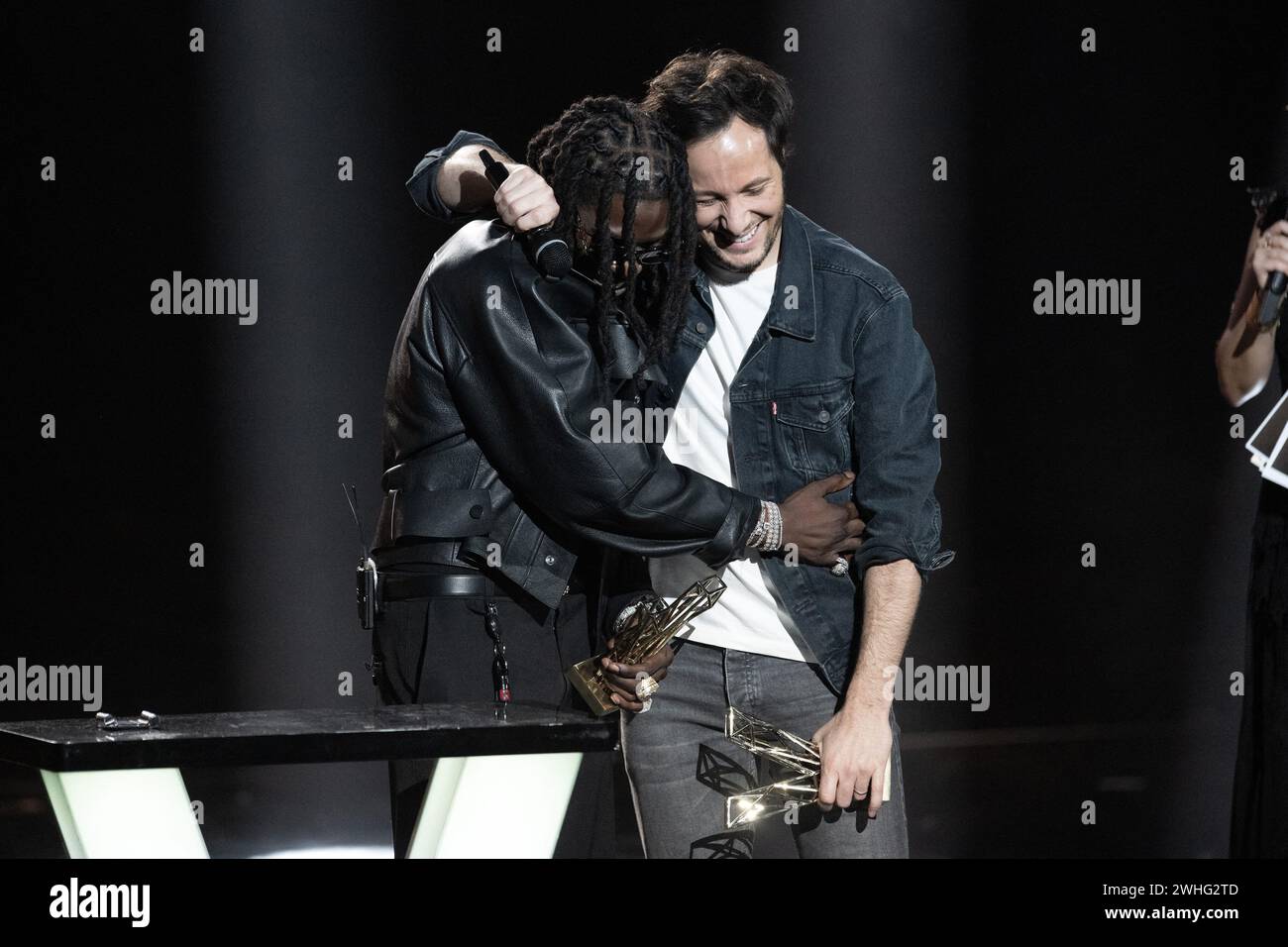 French rapper Gazo and French singer, songwriter Vianney celebrate ...