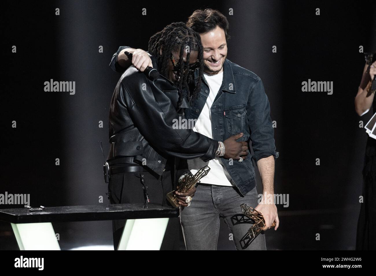 French rapper Gazo and French singer, songwriter Vianney celebrate ...