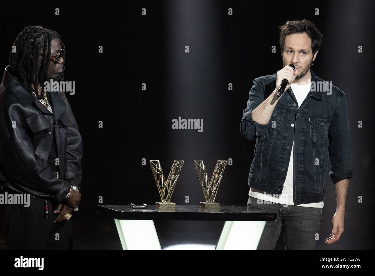 French rapper Gazo and French singer, songwriter Vianney celebrate ...