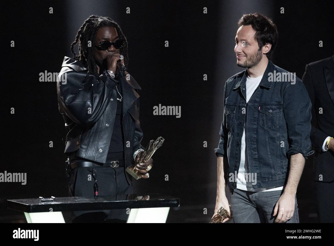 French rapper Gazo and French singer, songwriter Vianney celebrate ...