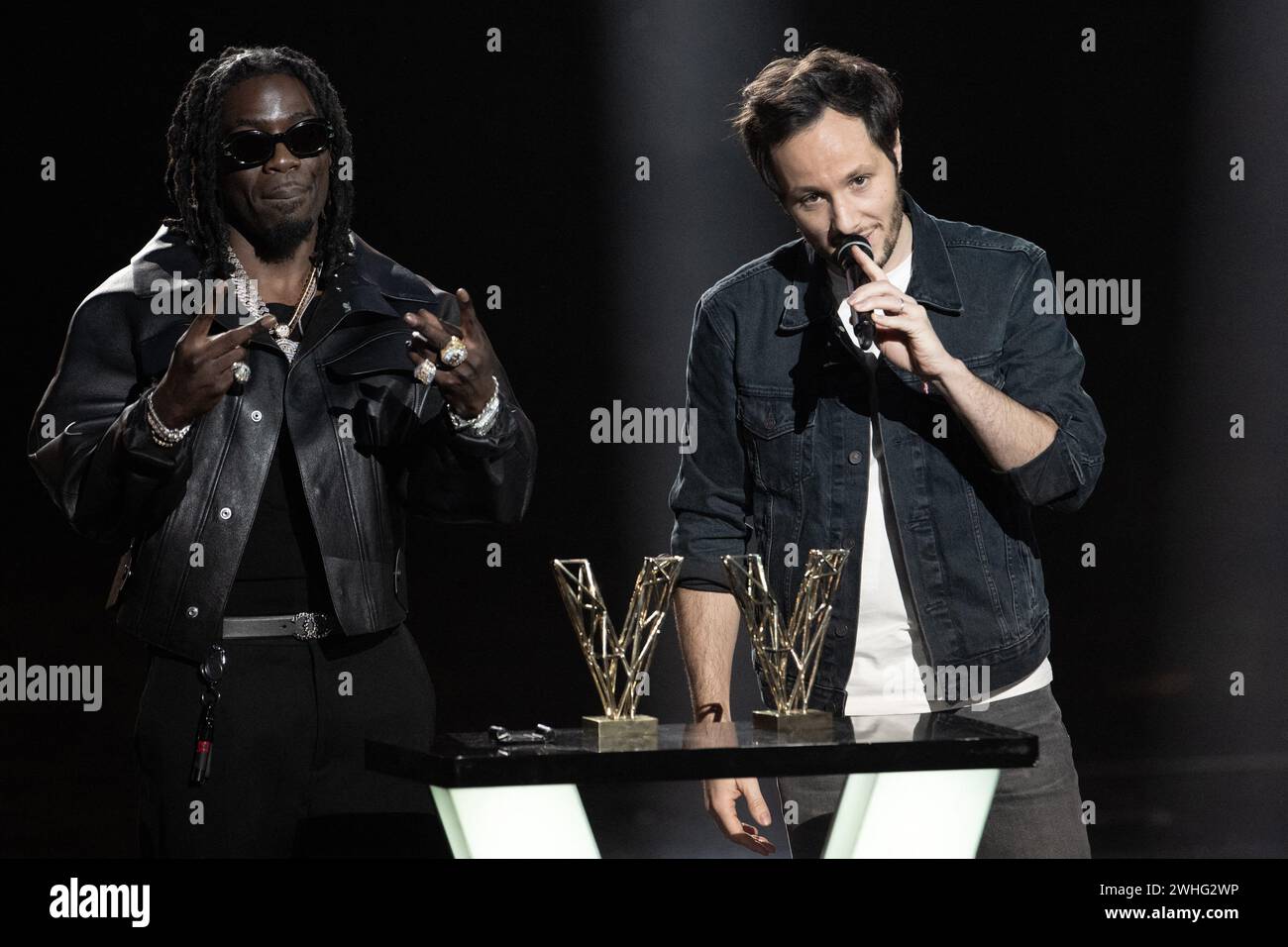 French rapper Gazo and French singer, songwriter Vianney celebrate ...