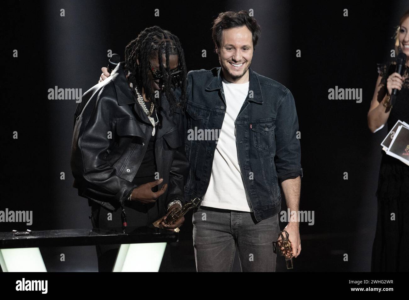 French rapper Gazo and French singer, songwriter Vianney celebrate ...