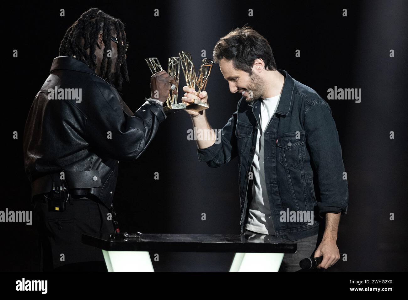 French rapper Gazo and French singer, songwriter Vianney celebrate ...