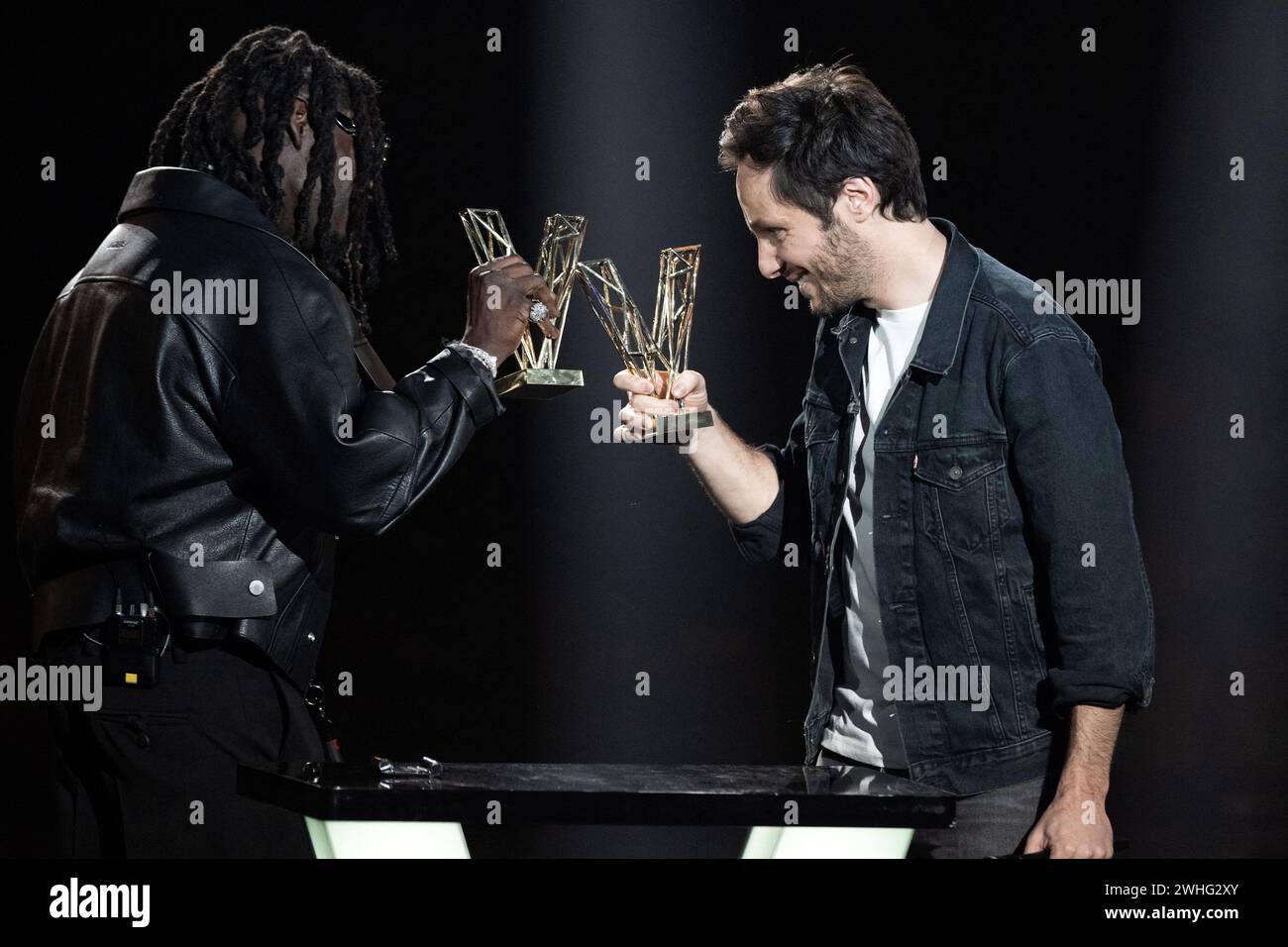 French rapper Gazo and French singer, songwriter Vianney celebrate ...