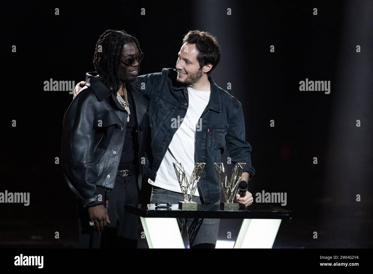 French rapper Gazo and French singer, songwriter Vianney celebrate ...