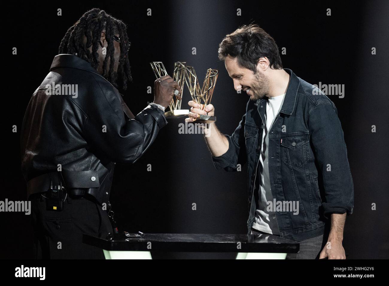 French rapper Gazo and French singer, songwriter Vianney celebrate ...