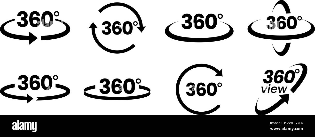 simple 360 degree icon on white background Stock Vector Image & Art - Alamy