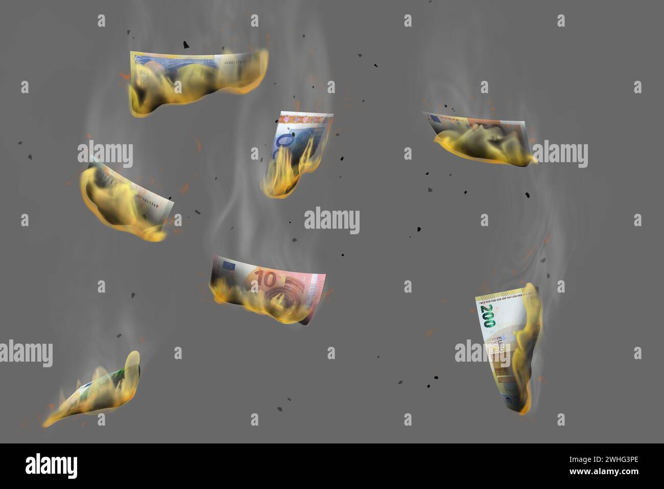 Burning euro banknotes Stock Photo - Alamy
