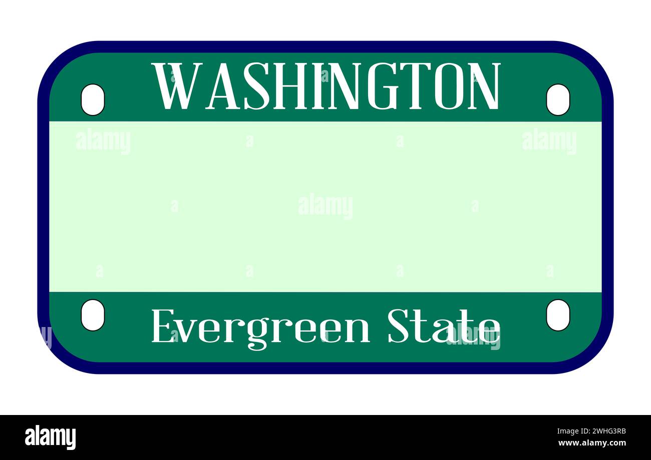 Washington State USA motorcycle licence license plate over a white ...
