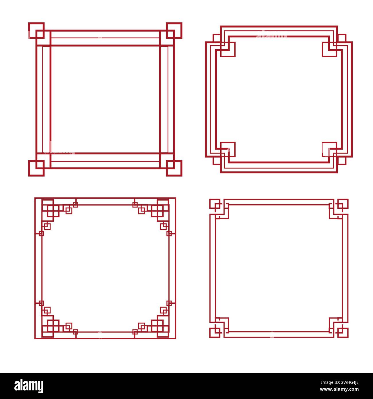 Chinese traditional frames set, line border with knot corners ornament ...