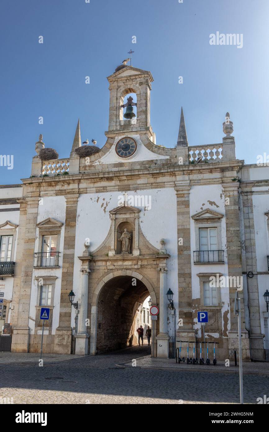 The Town Arch (Arco da Vila), In Faro With Nesting White Storks ...