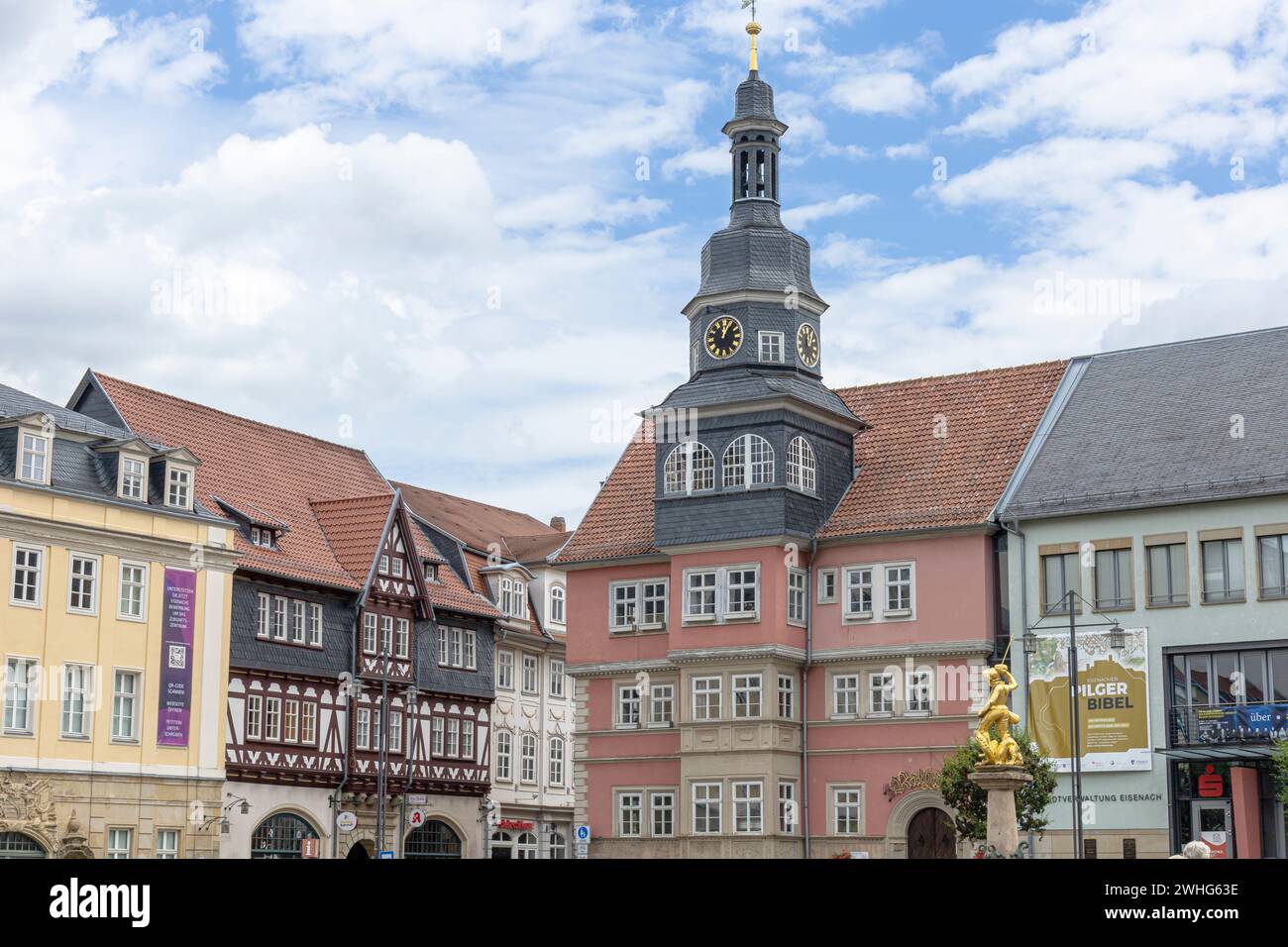 Town Hall with tower on the market square, Eisenach, Thuringia, Germany ...