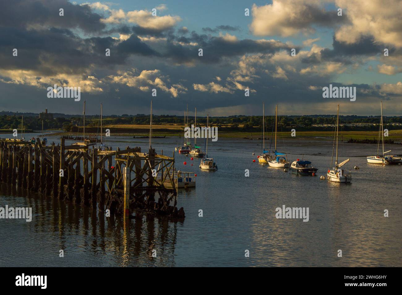 Sunset over Amble Marina Stock Photo - Alamy
