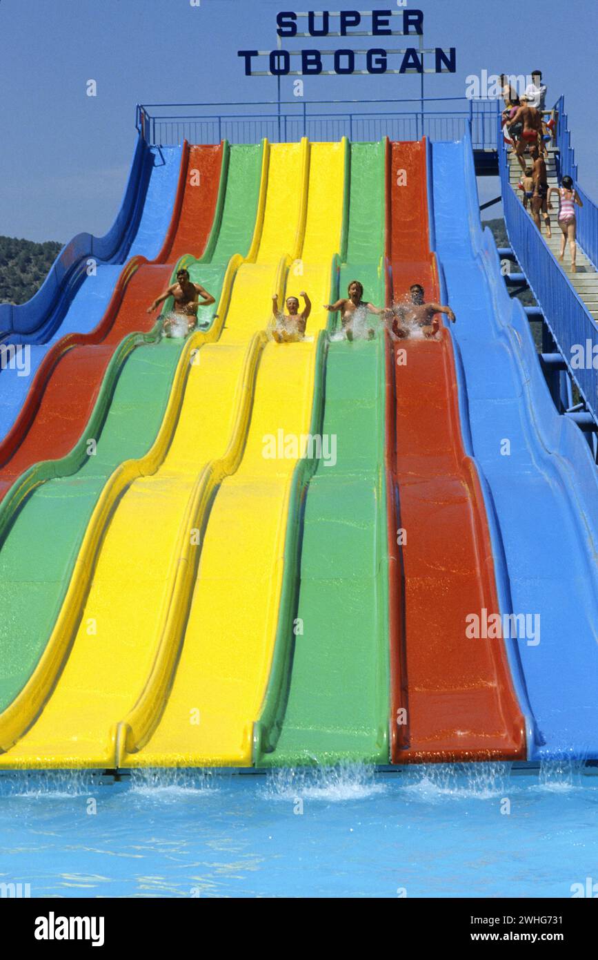 summer holidays toboggan aquatic park sliding vibrations spain ibiza ...