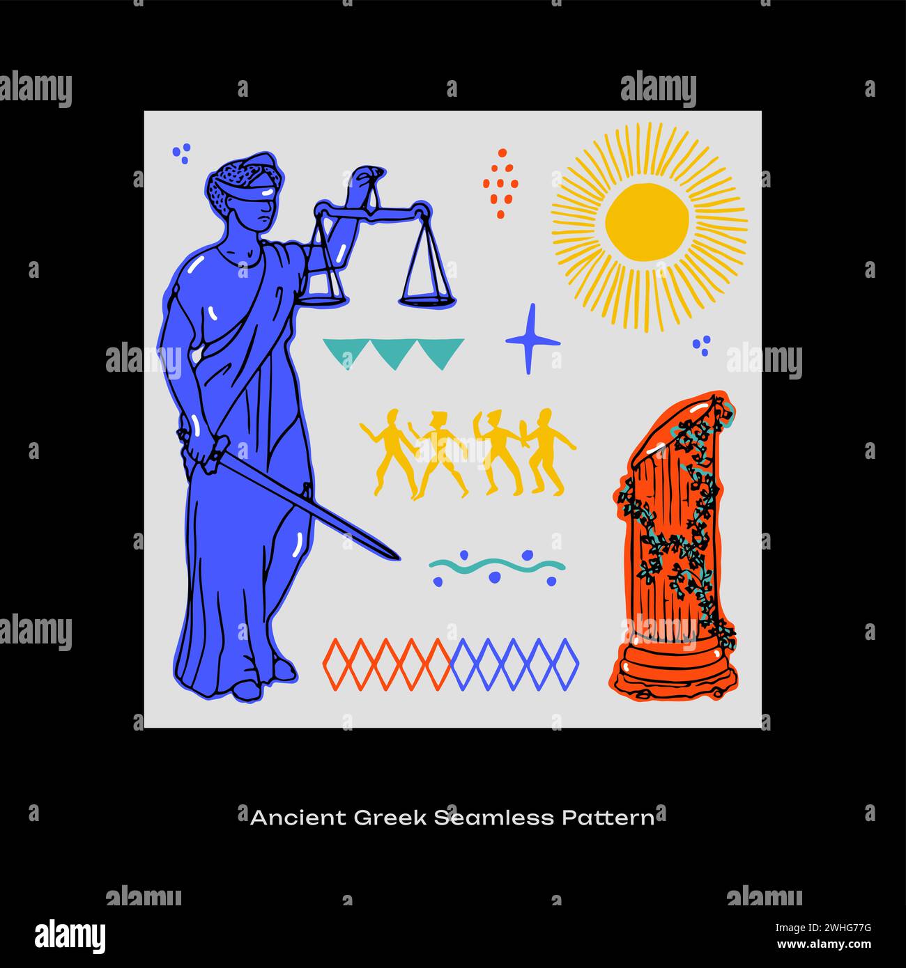 Ancient Greek Hand drawn Seamless Pattern Stock Vector Image & Art - Alamy